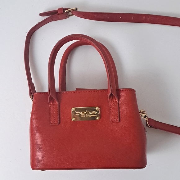 bebe | Bags | Bebe Bright Red Mini Satchel Multi Compartment With ...